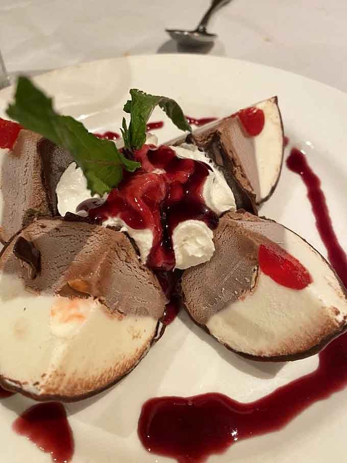 Tartufo brings chocolate and vanilla gelato with cherry sauce, fancy enough for company but you'll want it all yourself.