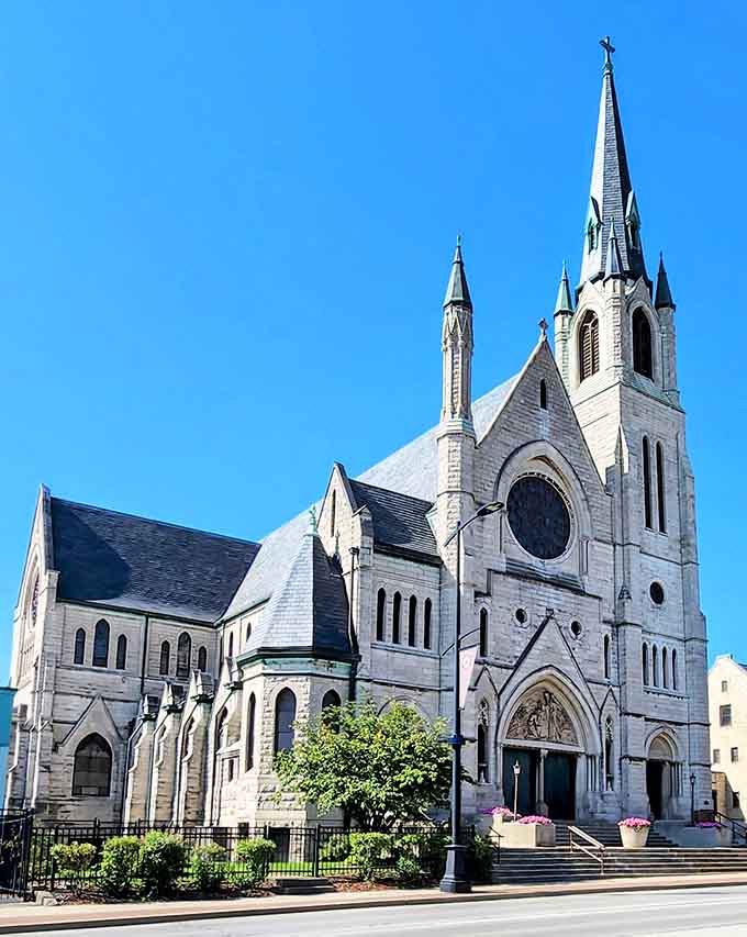 St. Patrick Catholic Church's Gothic spires reach skyward with the kind of architectural confidence we've lost today.