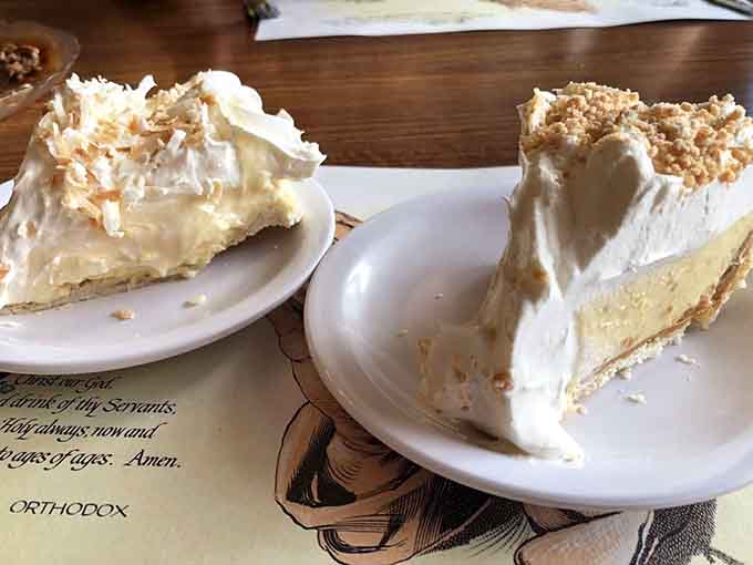 Coconut cream pies with mile-high meringue: these beauties could stop traffic on the Pennsylvania Turnpike.
