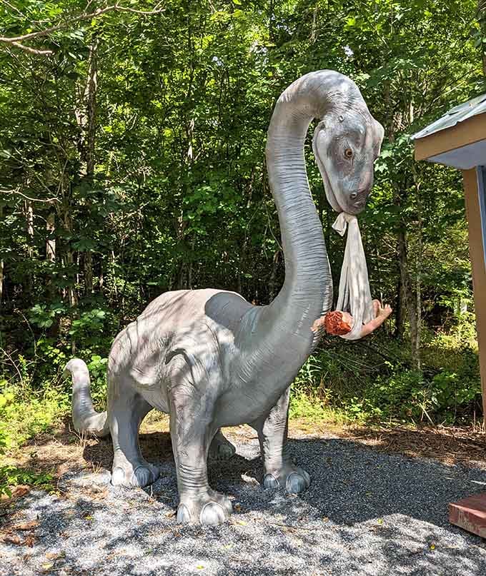 Even gentle long-necked dinosaurs apparently couldn't resist joining the Civil War chaos, judging by this unfortunate soldier's predicament.