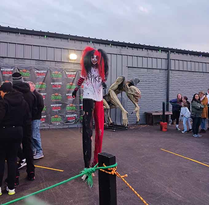 When regular-height scares aren't enough, they bring out the stilts and the seriously unsettling costume choices.