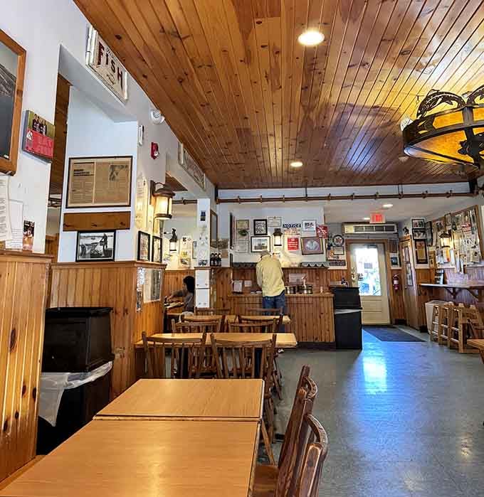 High ceilings and rustic charm make this dining room feel like your favorite lake house, minus the cleaning responsibilities.