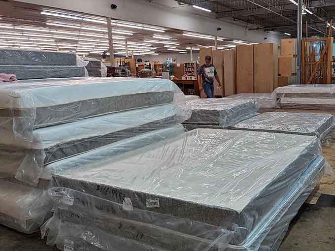 Even mattresses find their way here, because apparently this place really does have absolutely everything.