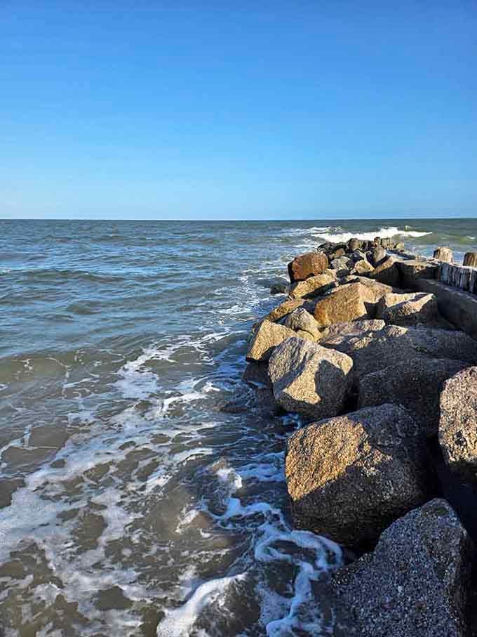 These rocks break the waves and provide front-row seats to the ocean's eternal performance, no ticket required.