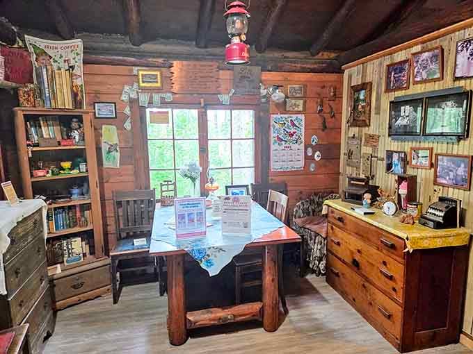 This dining area looks cozy enough to make you forget you're miles from the nearest grocery store.