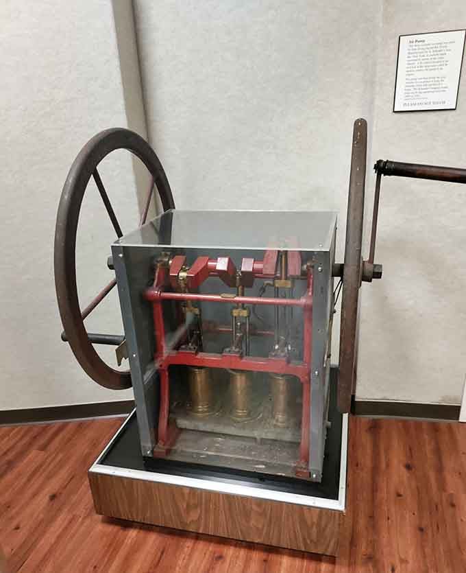 This working air pump model demonstrates the ingenious mechanical systems that kept historic ships running smoothly across the lakes.