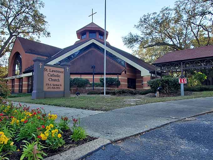 Flowers bloom year-round outside this church, as if even nature wants to dress up for the occasion.