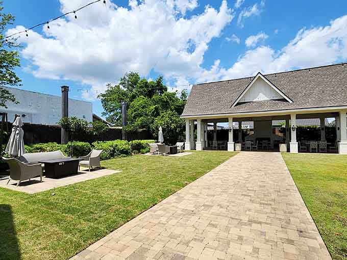 The Hope Farm offers outdoor event space where Southern hospitality meets natural beauty under ancient oak trees.