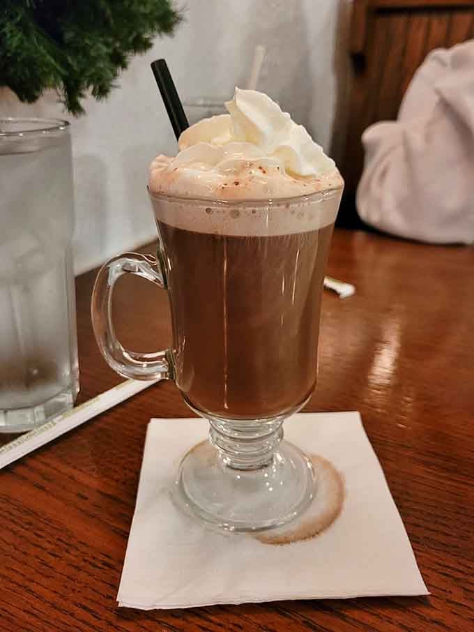 Hot chocolate with whipped cream that looks like it could warm you through a Chicago winter instantly.