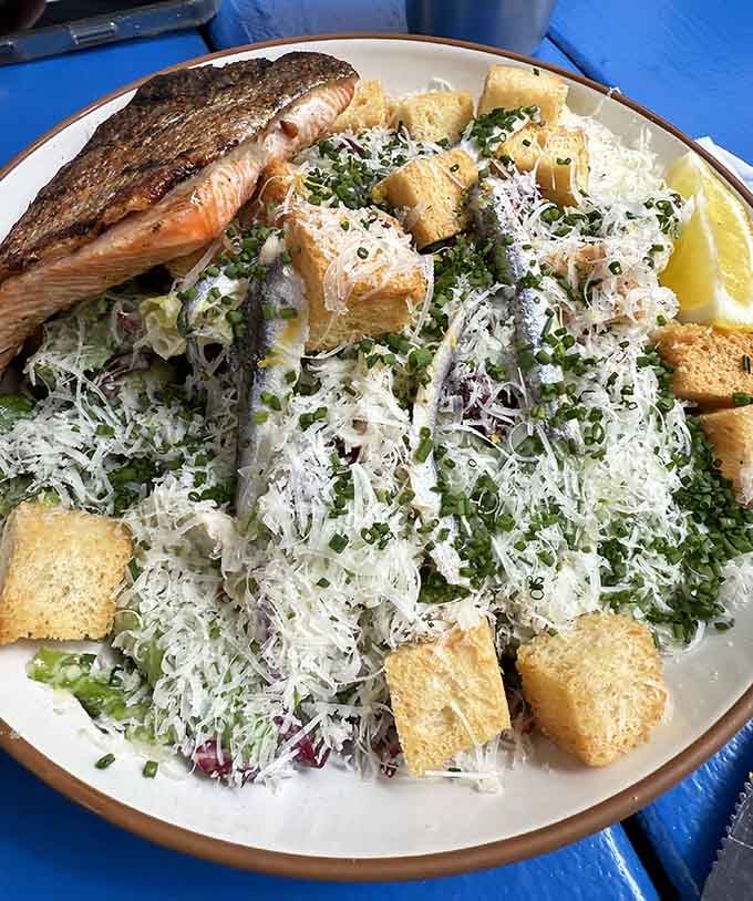 When your Caesar salad comes with perfectly grilled fish, suddenly eating your greens doesn't feel like a compromise anymore.