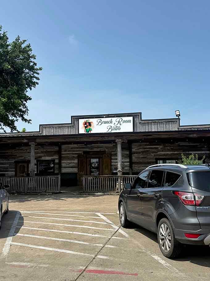 The Brunch Room Bistro's rustic exterior promises hearty meals to fuel your treasure hunting marathon.