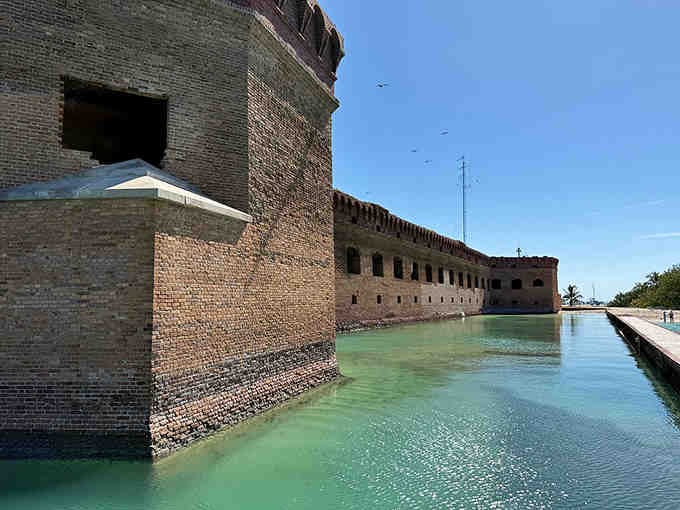 The moat surrounds the fort in water so clear it makes your swimming pool look like pea soup by comparison.