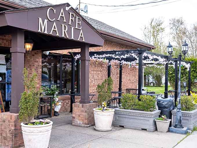 Cafe Maria's inviting patio suggests leisurely meals where time slows down and conversation flows freely all afternoon.