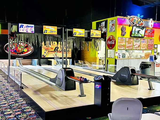 Classic lanes meet retro signage, where bowling balls roll under lights that remember when disco was king.