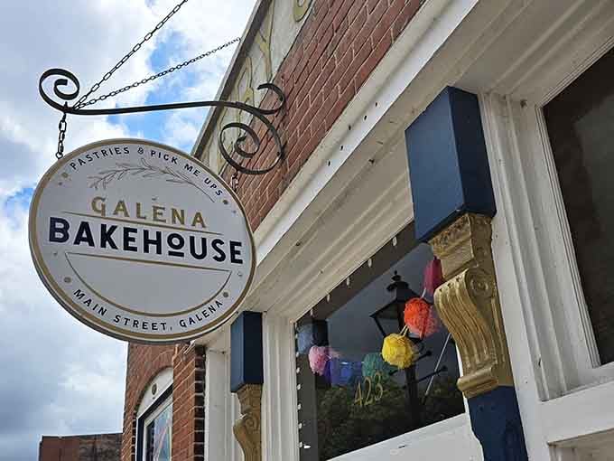 The hanging sign with its elegant scrollwork fits perfectly into Galena's historic charm while announcing something wonderfully contemporary inside.