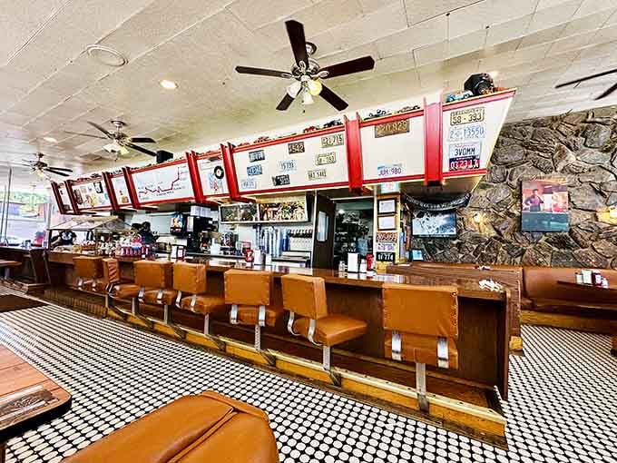 The counter seating offers front-row seats to all the diner magic happening behind the scenes.
