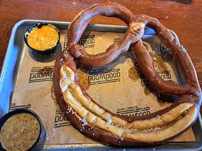 That giant pretzel twisted into perfection with beer cheese waiting is Kentucky's answer to everything good.