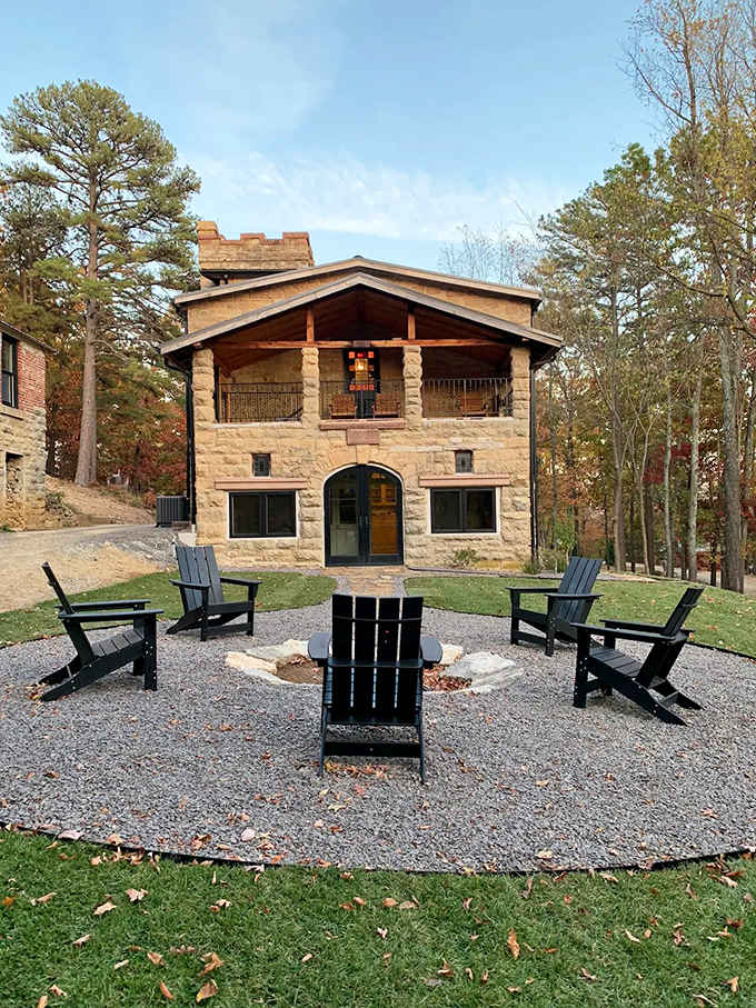 Those Adirondack chairs circling the fire pit are basically begging you to roast marshmallows and tell stories.
