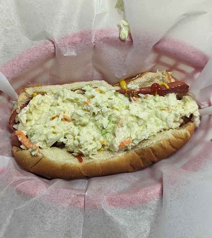 When a Slaw Dog comes piled this high, you know someone in that kitchen truly cares.