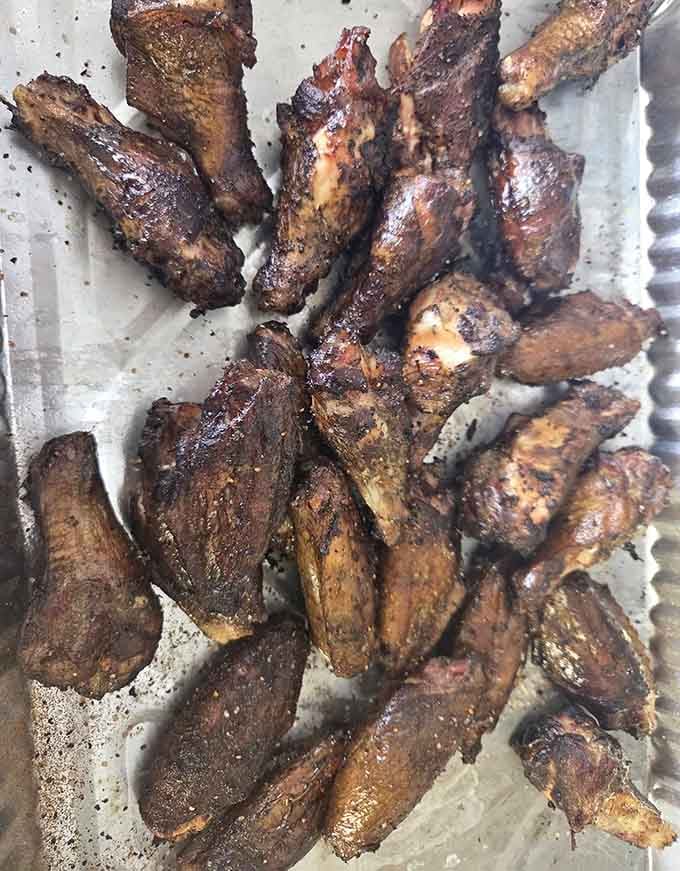 Perfectly seasoned wings lined up like little soldiers ready to march straight into your very grateful mouth.