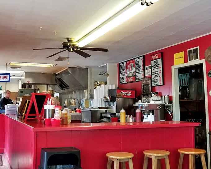 That red counter has seen more satisfied customers than most restaurants see in a lifetime&mdash;a true command center of deliciousness.