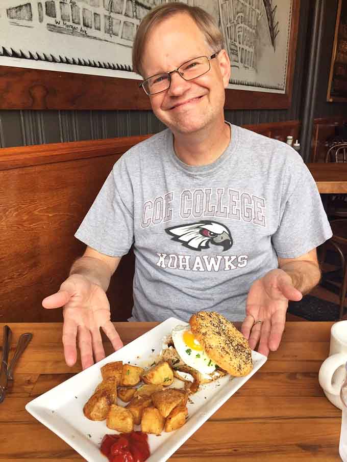 This diner's happy face says it all: when the food's this good, smiling becomes involuntary and contagious.