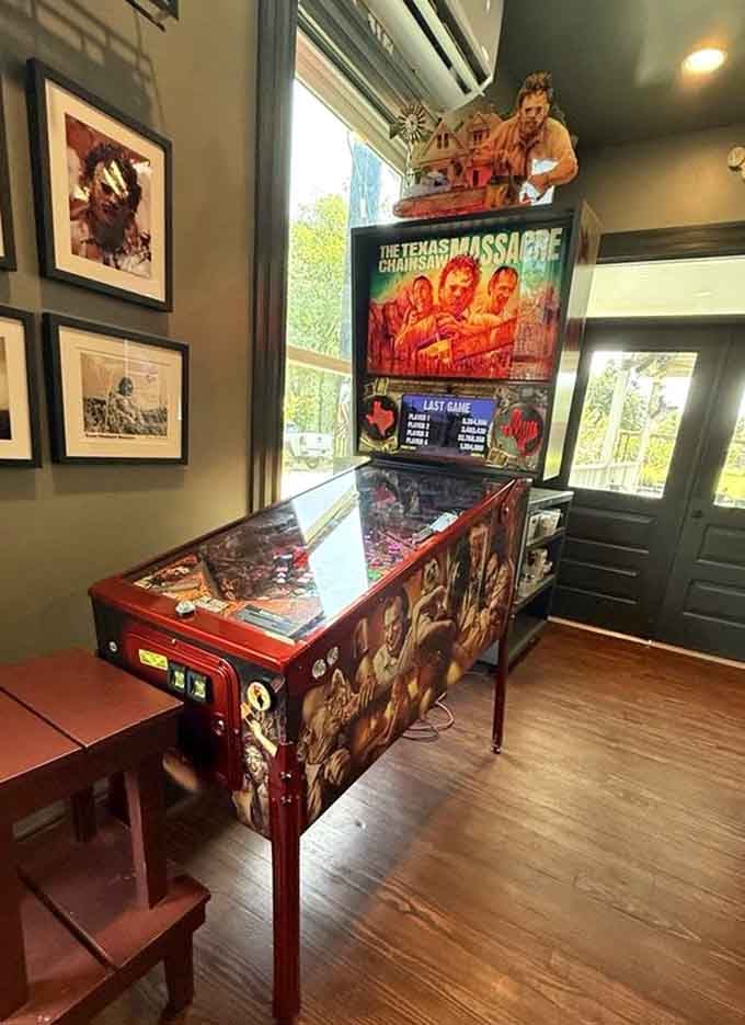 A Texas Chain Saw Massacre pinball machine adds interactive entertainment between courses, because why just eat when you can play?