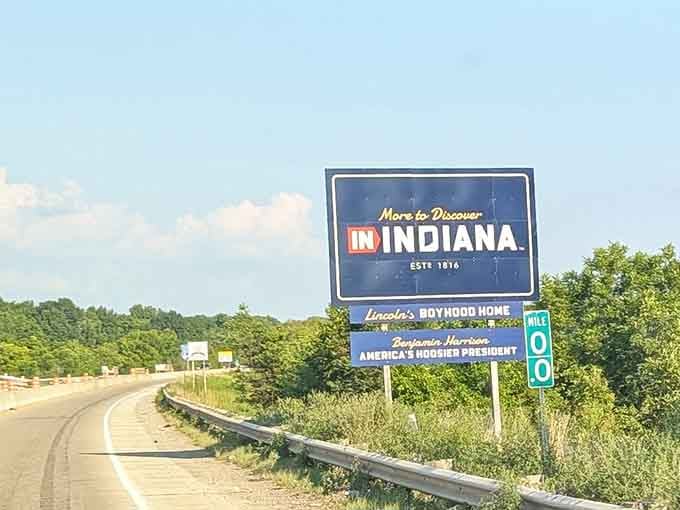 Nothing says "you're almost home" quite like spotting that familiar blue against an Indiana sky full of personality.