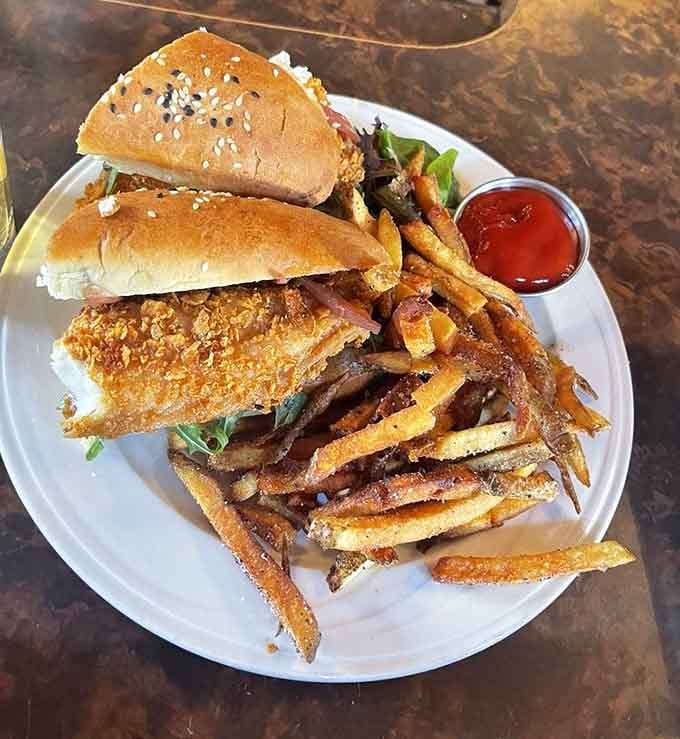 The catfish po'boy arrives golden and crispy, bringing Louisiana flavors straight to the heart of Philadelphia's Fairmount neighborhood.