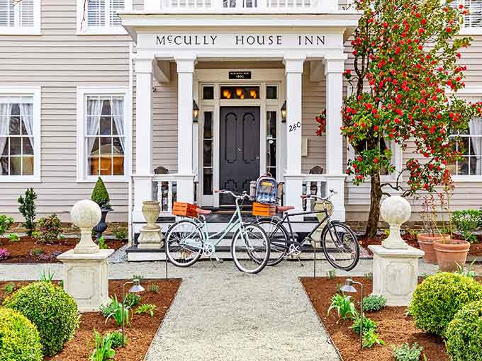 McCully House Inn welcomes guests with classic charm and bicycles, because sometimes the best transportation is also the most nostalgic.