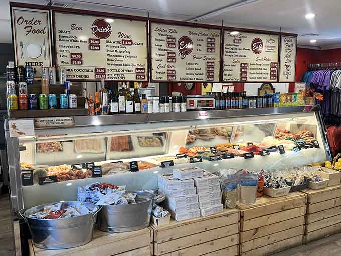 The ordering counter where dreams come true and lobster rolls are born&mdash;notice that live lobster tank in action.