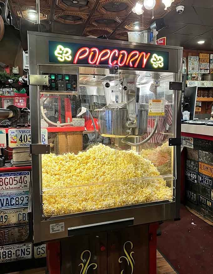 Fresh popcorn ready to go, because sometimes you need a snack before your snack arrives.