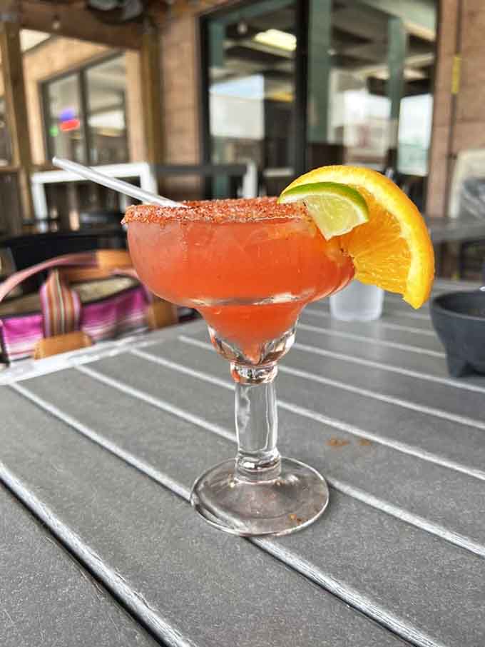 This margarita with its salt rim and citrus garnish is practically begging you to take a vacation day.