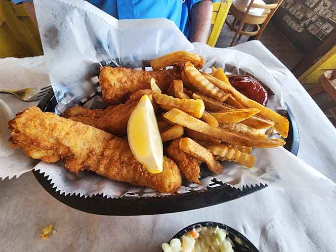 Fish and chips that prove the British got at least one thing right, now perfected on a barrier island.