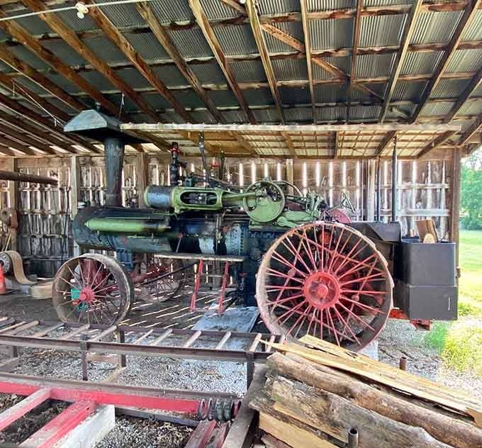 This antique steam tractor represents horsepower when horses were actually involved in the equation and calculations were simpler.