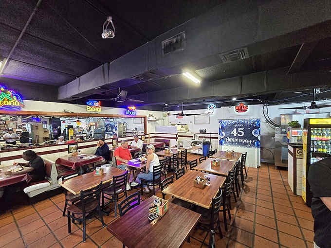 The other dining area offers more space for contemplating your excellent life choices over breakfast tacos.