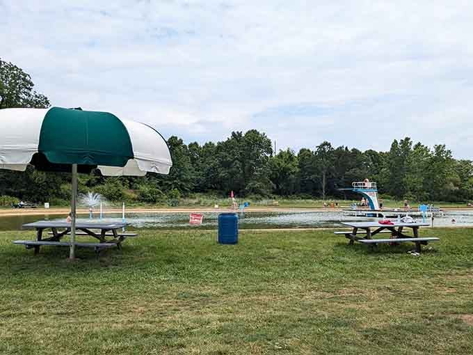 Shaded picnic spots offer the perfect home base for your all-day swimming adventure and snack headquarters.