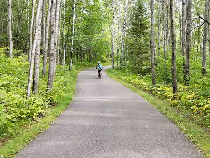 The Paul Bunyan State Trail offers smooth biking through forests that make you want to pedal forever.
