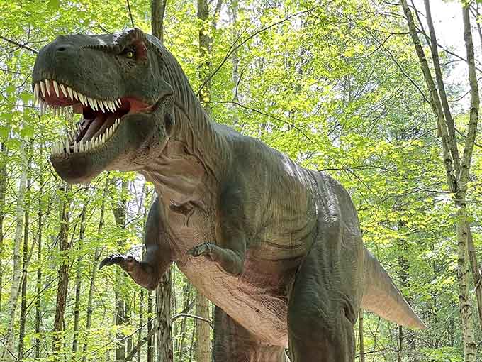 The T-Rex stands ready to thrill, its impressive presence reminding us why these creatures dominated childhood nightmares.