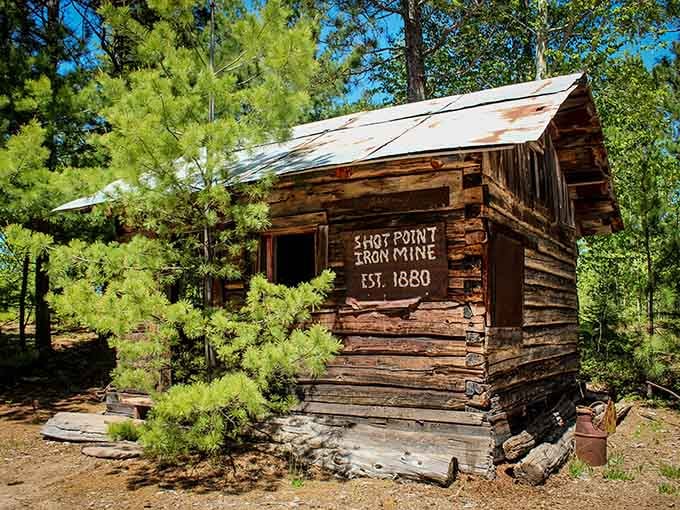 An authentic piece of mining history standing proud, reminding visitors of the rugged souls who once called this home.