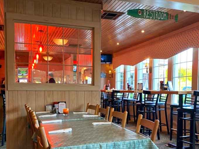 Multiple dining spaces mean there's always a cozy corner waiting for your family's next seafood feast.