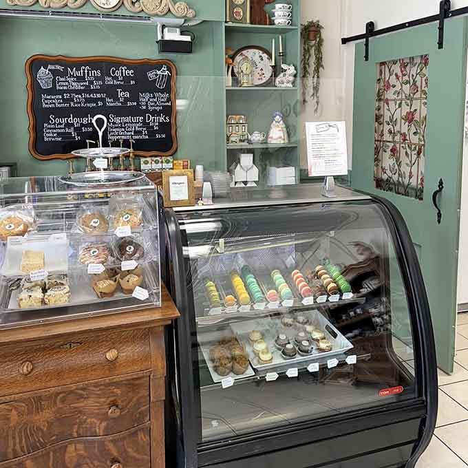 Those glass cases are like jewelry boxes, except instead of diamonds, you get delicious French pastries.