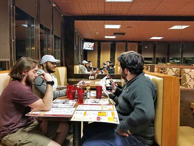 Real people enjoying real food in a real diner, which is increasingly rare these days.