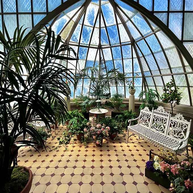 This glass-domed conservatory is where Victorian ladies took tea and pretended they weren't showing off their exotic plant collection.