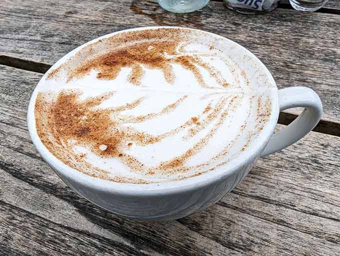 Even the coffee gets artistic treatment here, because why shouldn't your caffeine delivery system look Instagram-worthy too?