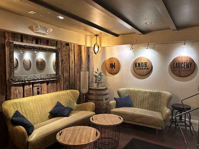 Bourbon barrels on the walls remind you that Kentucky and Louisiana share a love for the finer things.