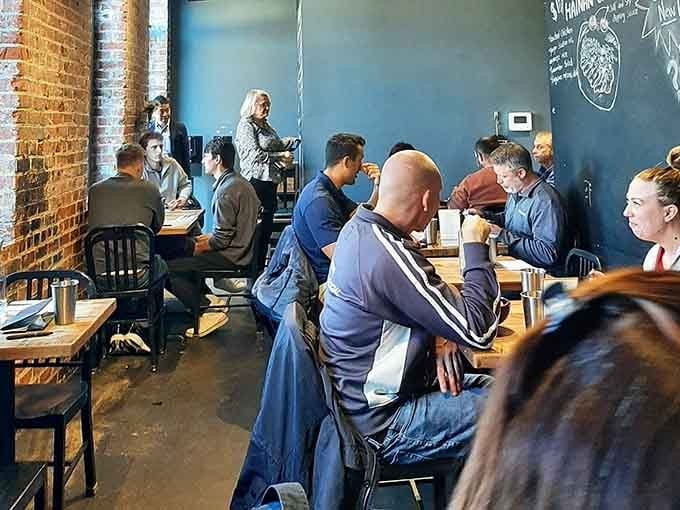 The lunch crowd knows what's up, filling every table with folks who appreciate quality over fancy dining rooms.