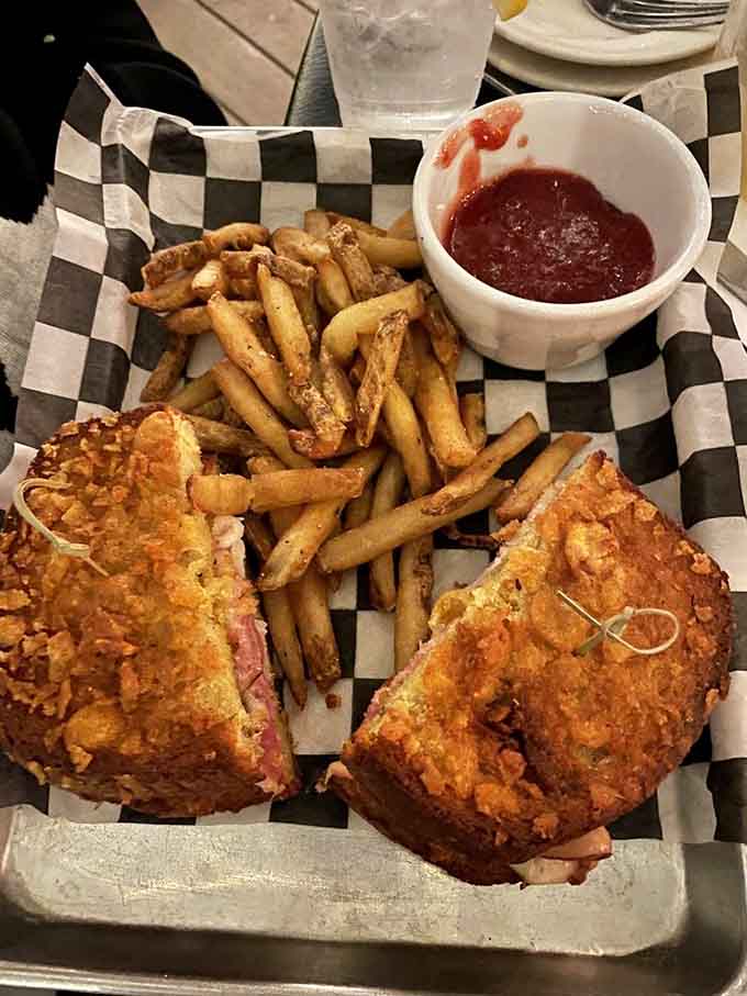 That Monte Cristo with its golden crust and seasoned fries looks like comfort food won the lottery.