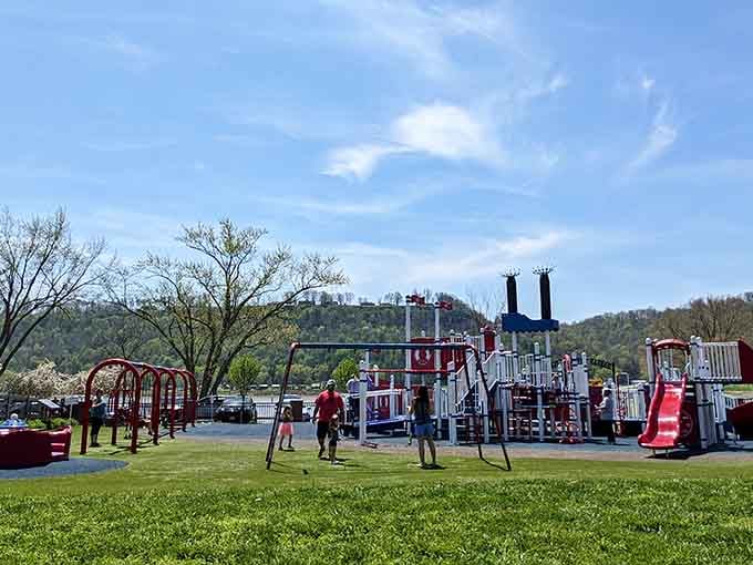 Bicentennial Park's riverfront playground proves fun doesn't require mountains, just good planning and green space.