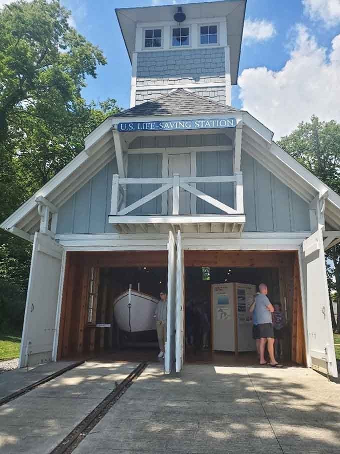 The old Life-Saving Station stands ready, a testament to the brave souls who rescued sailors from Erie's temperamental moods.